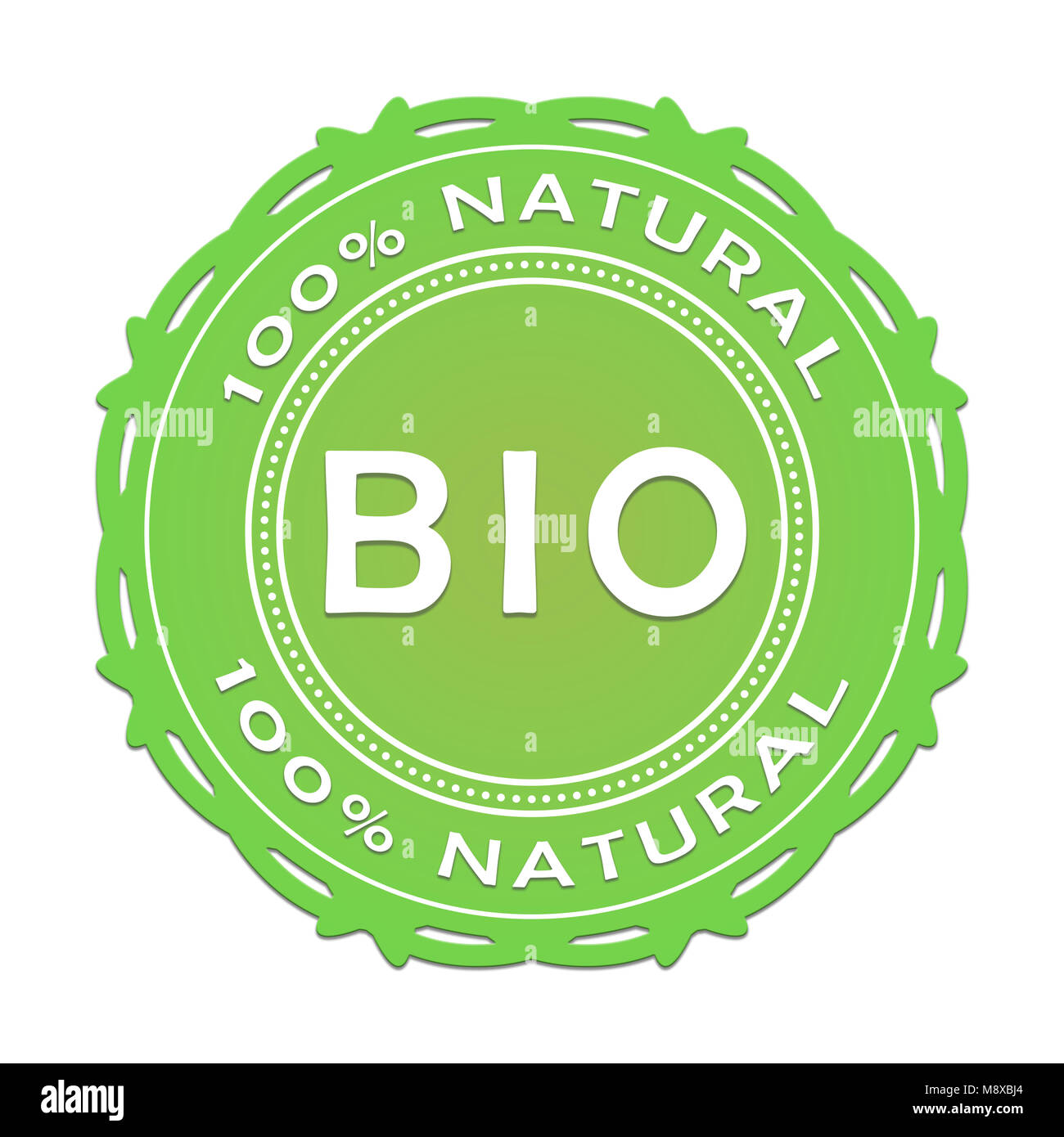 Bio green label / 100 percent natural on a white background Stock Photo ...
