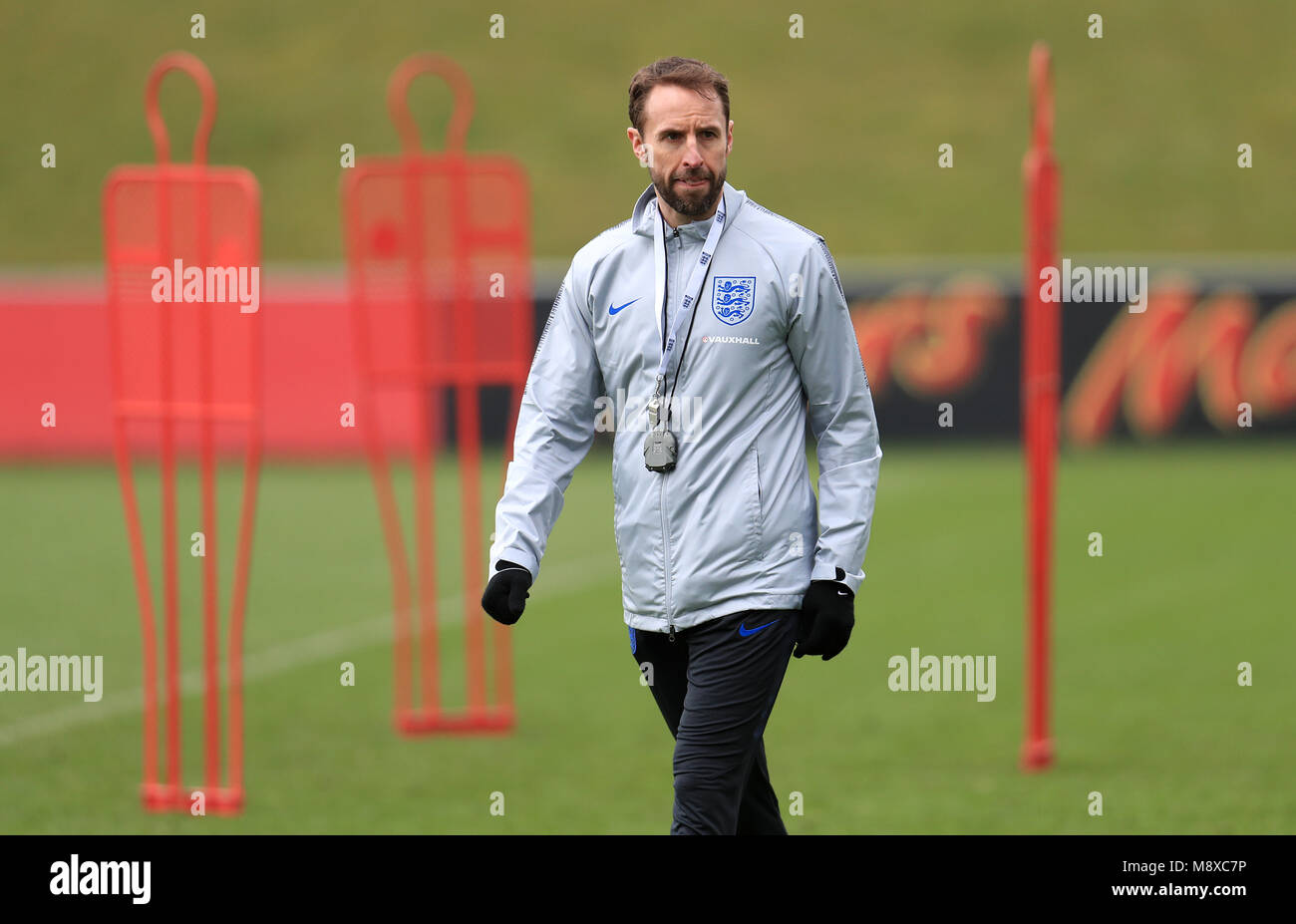 England manager Gareth Southgate during the training session at St ...