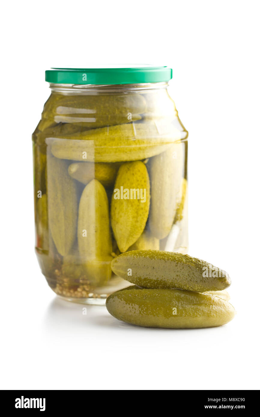 Preserved cucumbers isolated on white background. Tasty pickles Stock ...