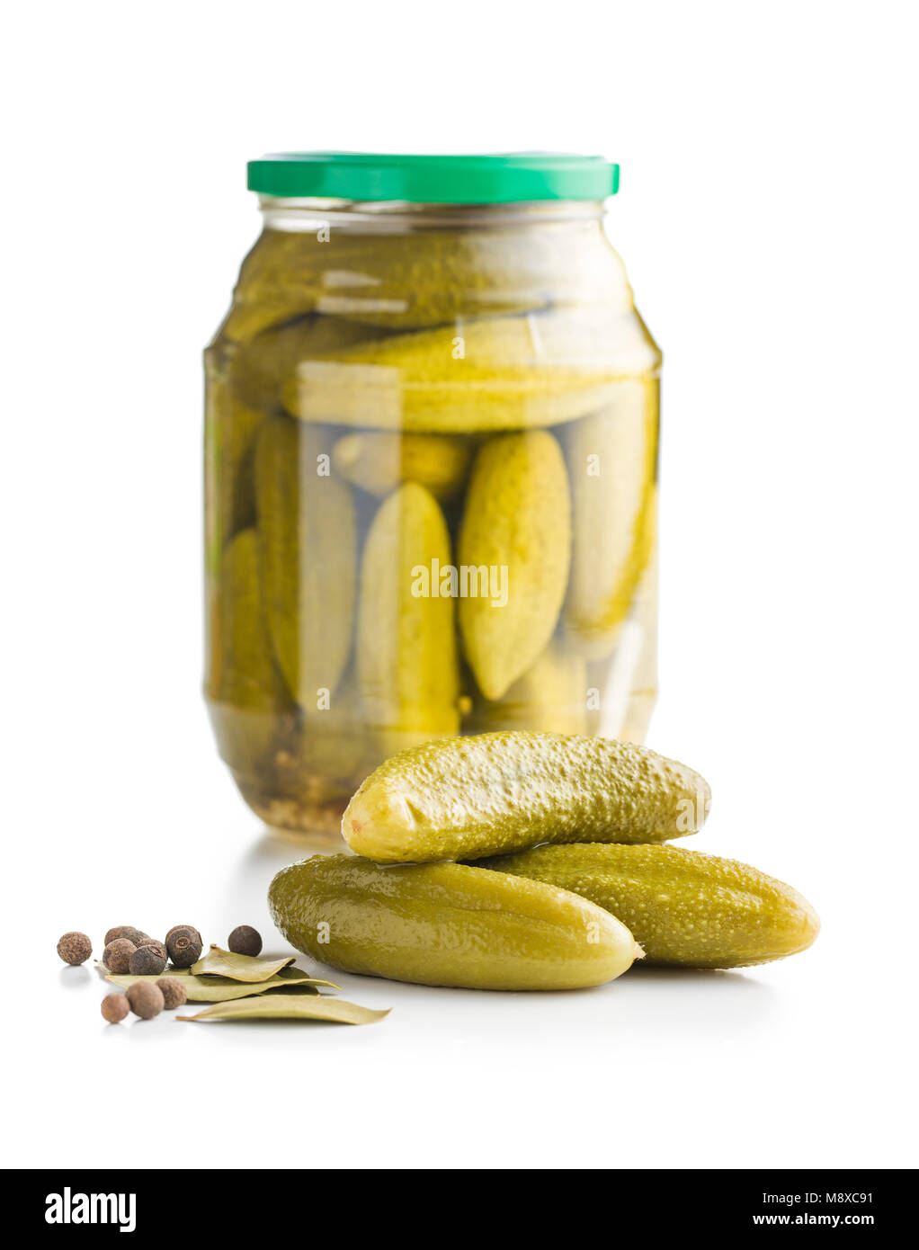 Preserved cucumbers isolated on white background. Tasty pickles Stock ...