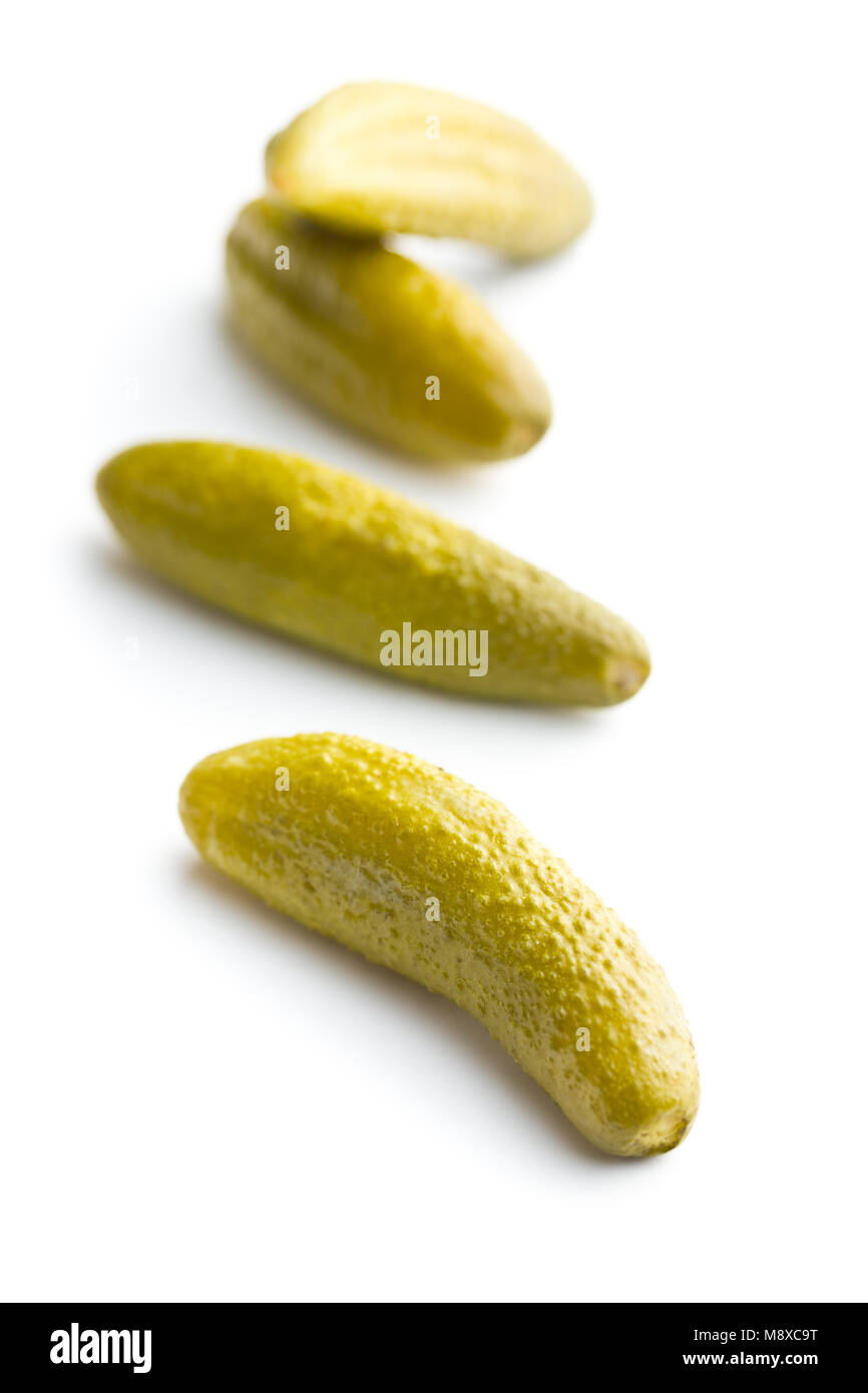 Preserved cucumbers isolated on white background. Tasty pickles Stock ...