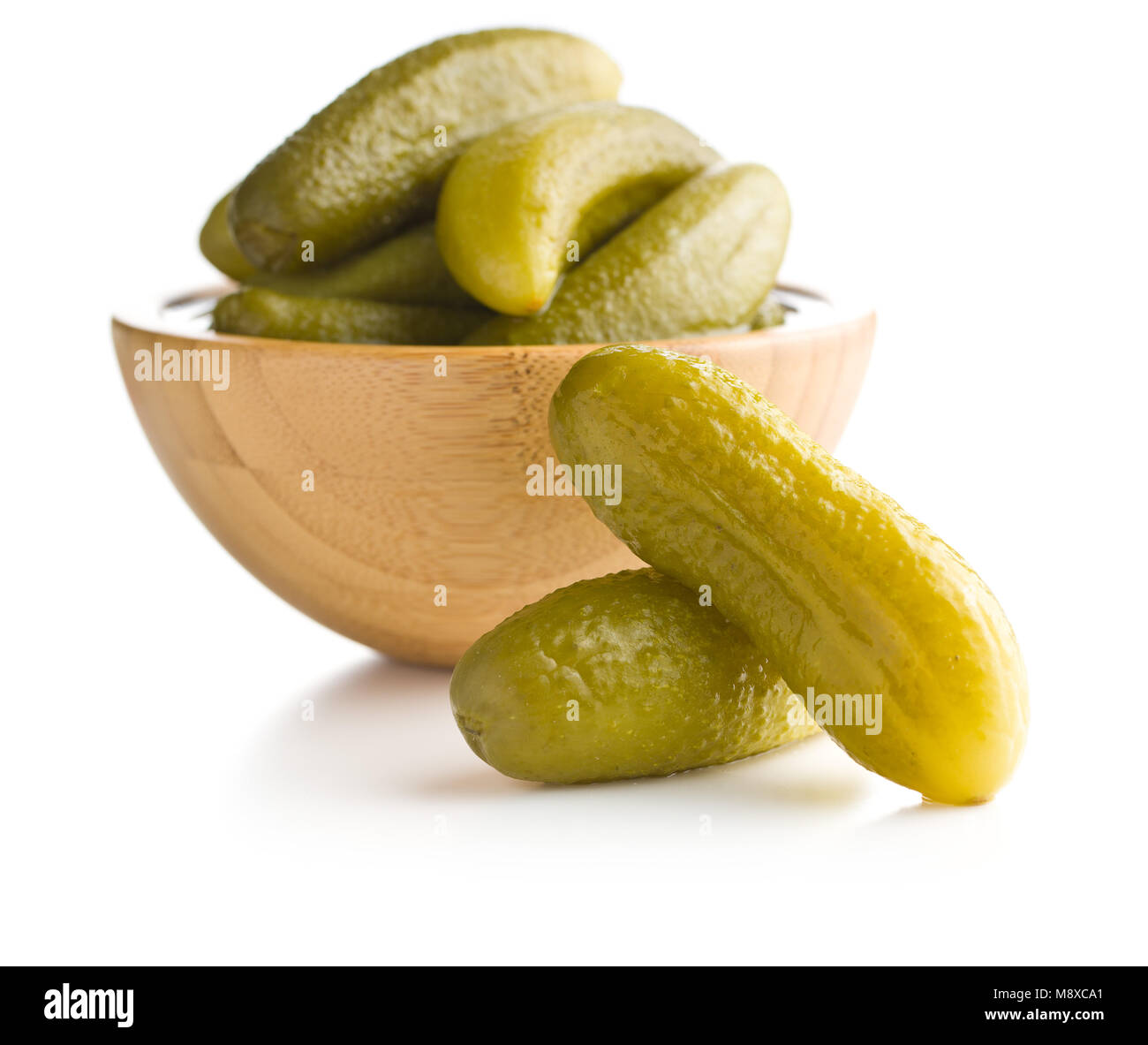 Preserved cucumbers isolated on white background. Tasty pickles Stock ...