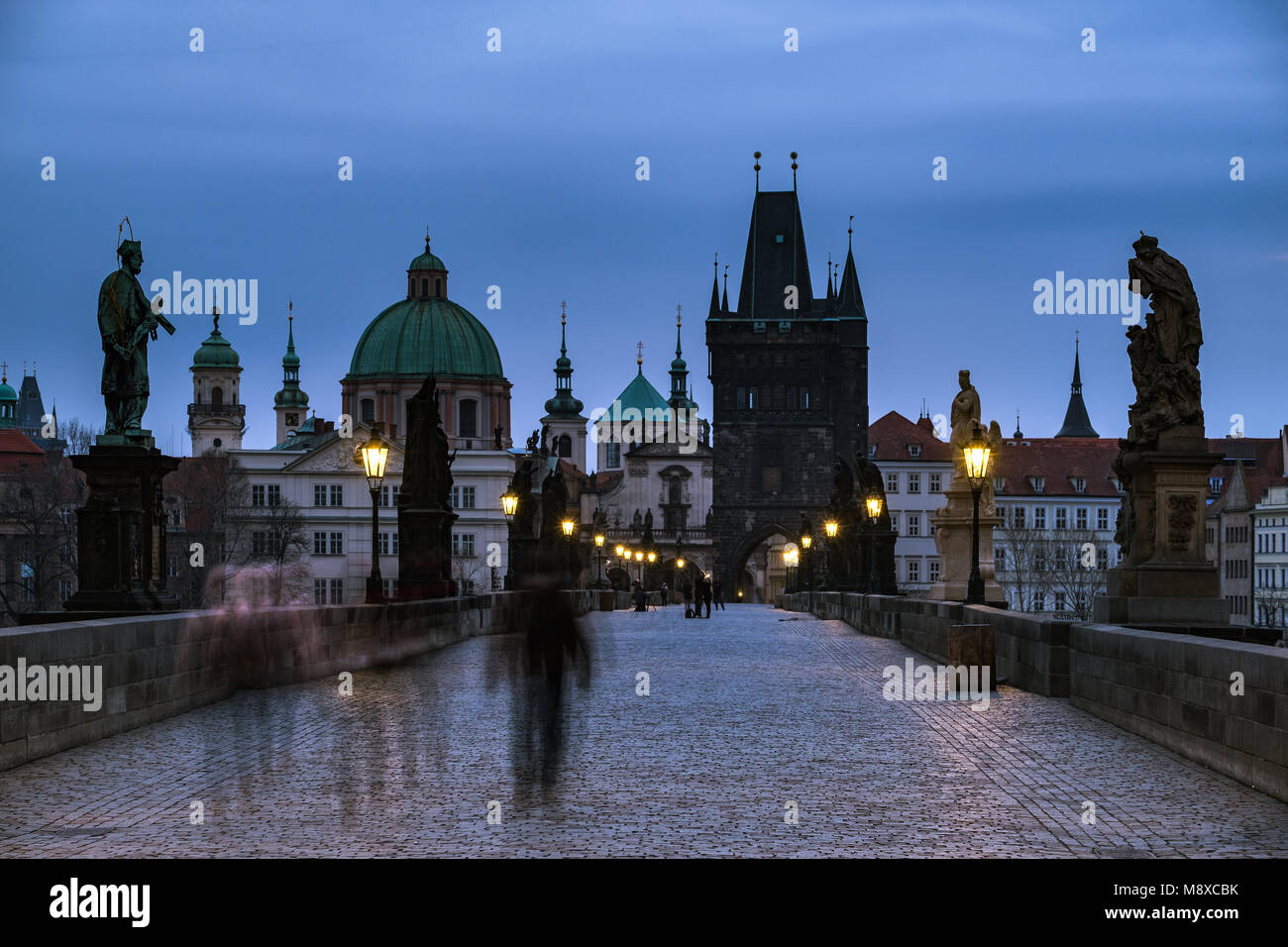Charles Bridge in Prague, Czech Republic during blue hour Stock Photo - Alamy
