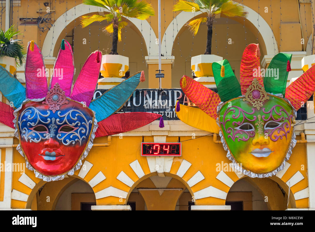 Town Hall with Carnaval masks Margao Goa India Stock Photo - Alamy
