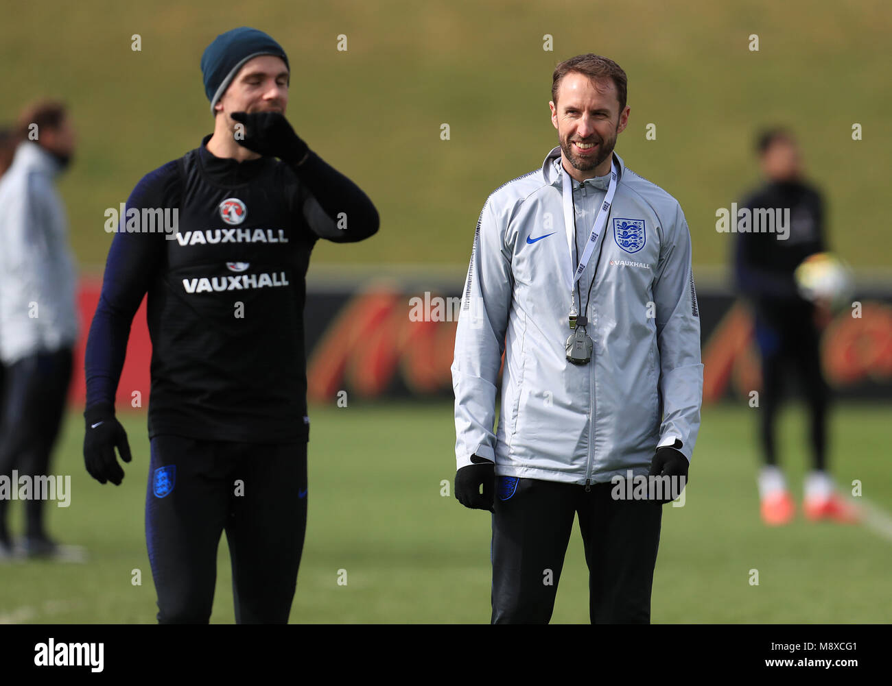 England manager Gareth Southgate (right) and Jordan Henderson during ...