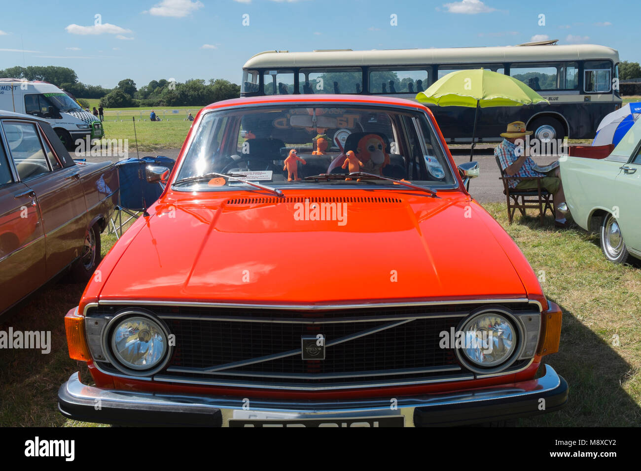 Orange 1970s Volvo car at the Gloucestershire Vintage Country Show in ...