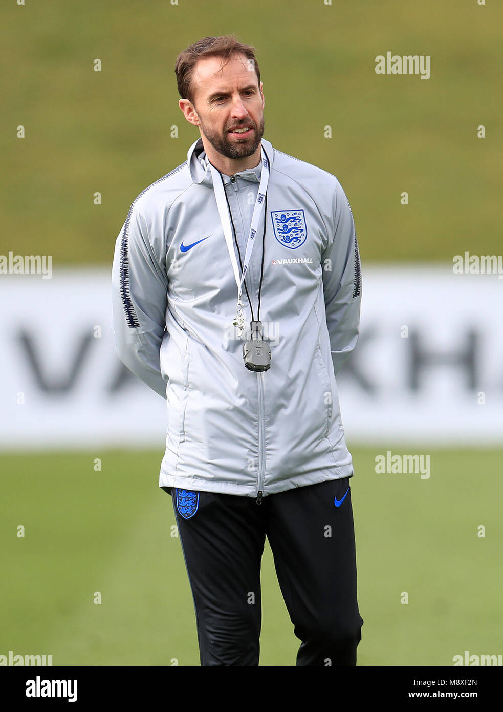 England manager Gareth Southgate during the training session at St ...