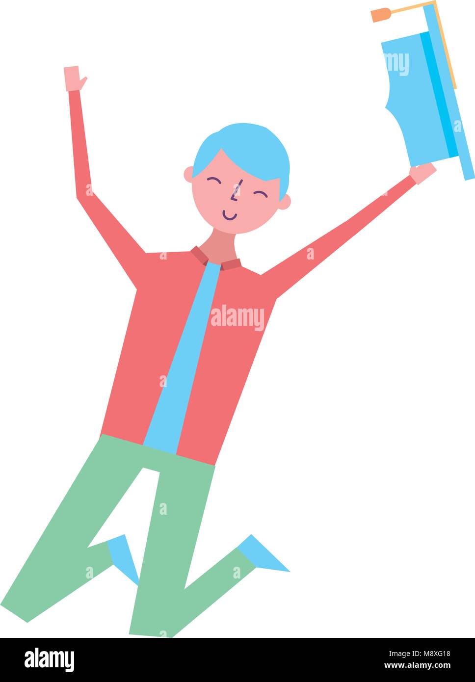 happy jumping student man hat graduate Stock Vector Image & Art - Alamy