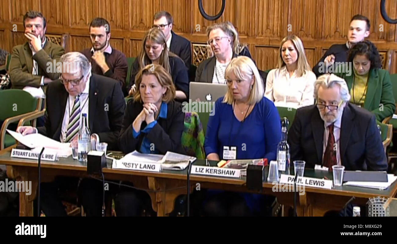 (Left to right) Broadcaster Stuart Linnell, radio presenter Kirsty Lang ...