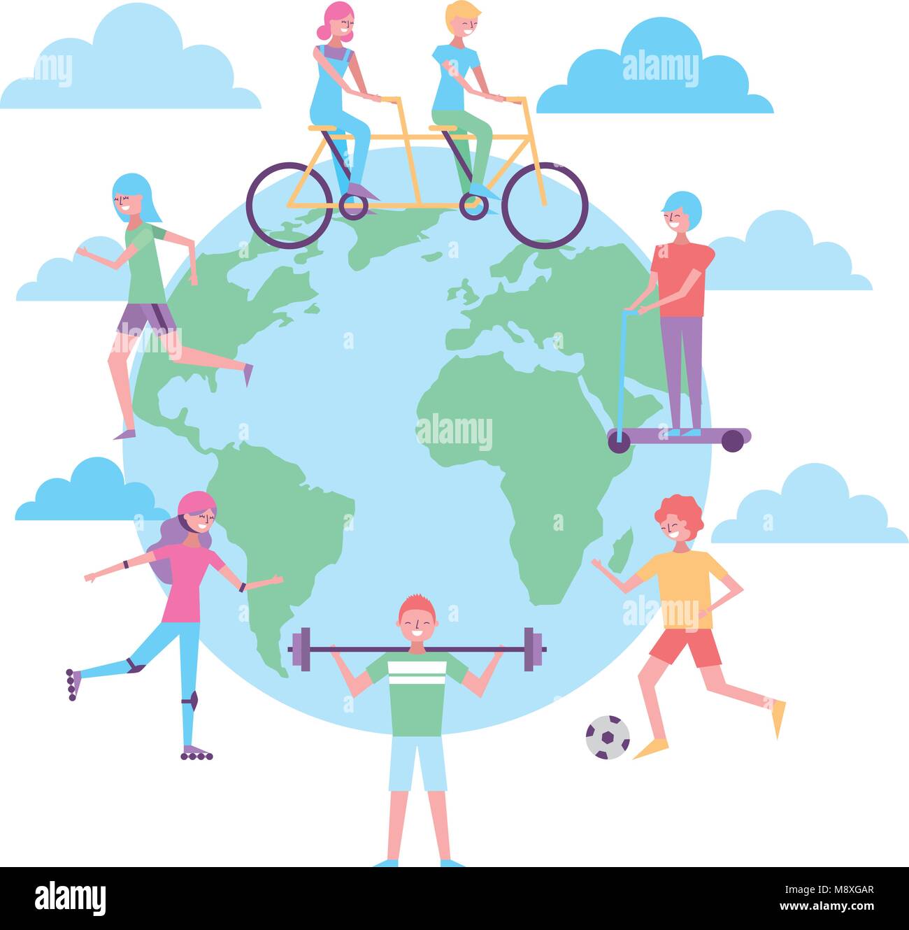 people around the world making exercise sport activity Stock Vector ...