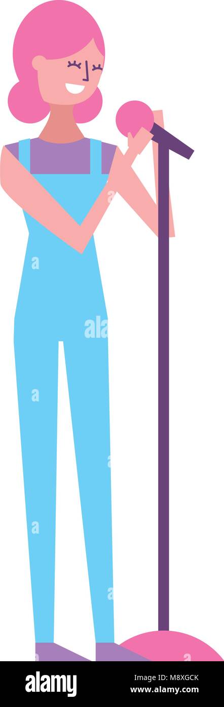 woman character singing song with microphone Stock Vector Image & Art ...