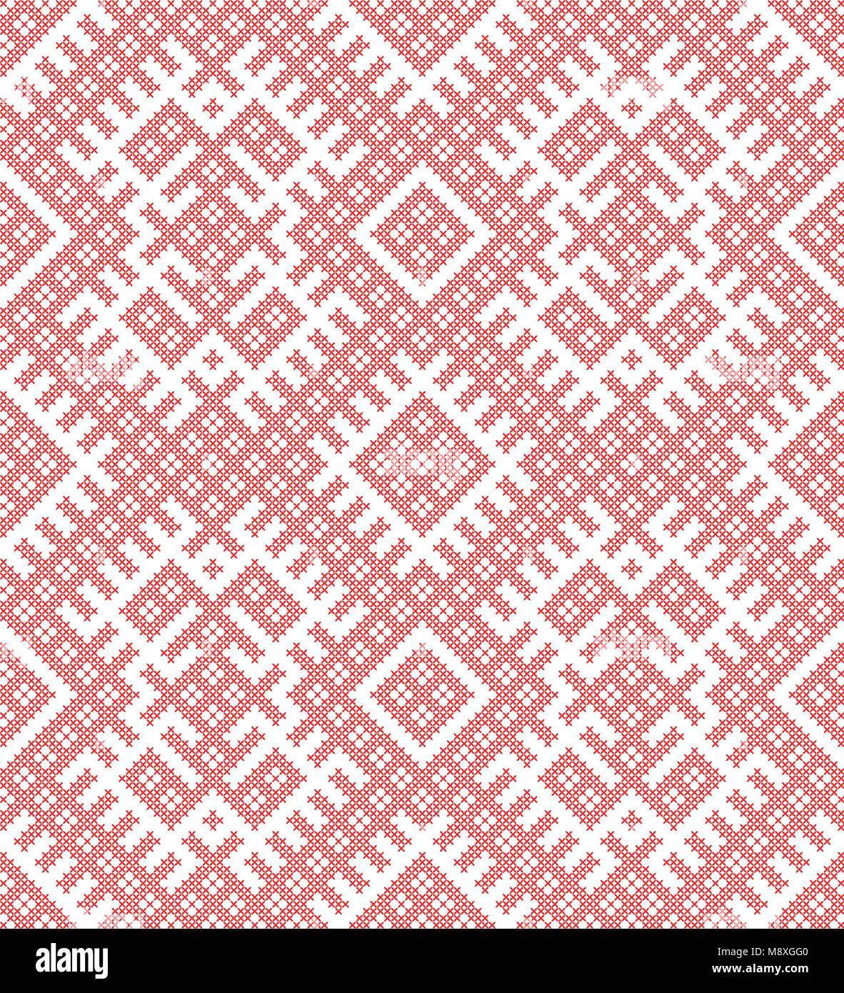 traditional Russian and slavic ornament embroidered cross-stitch ...