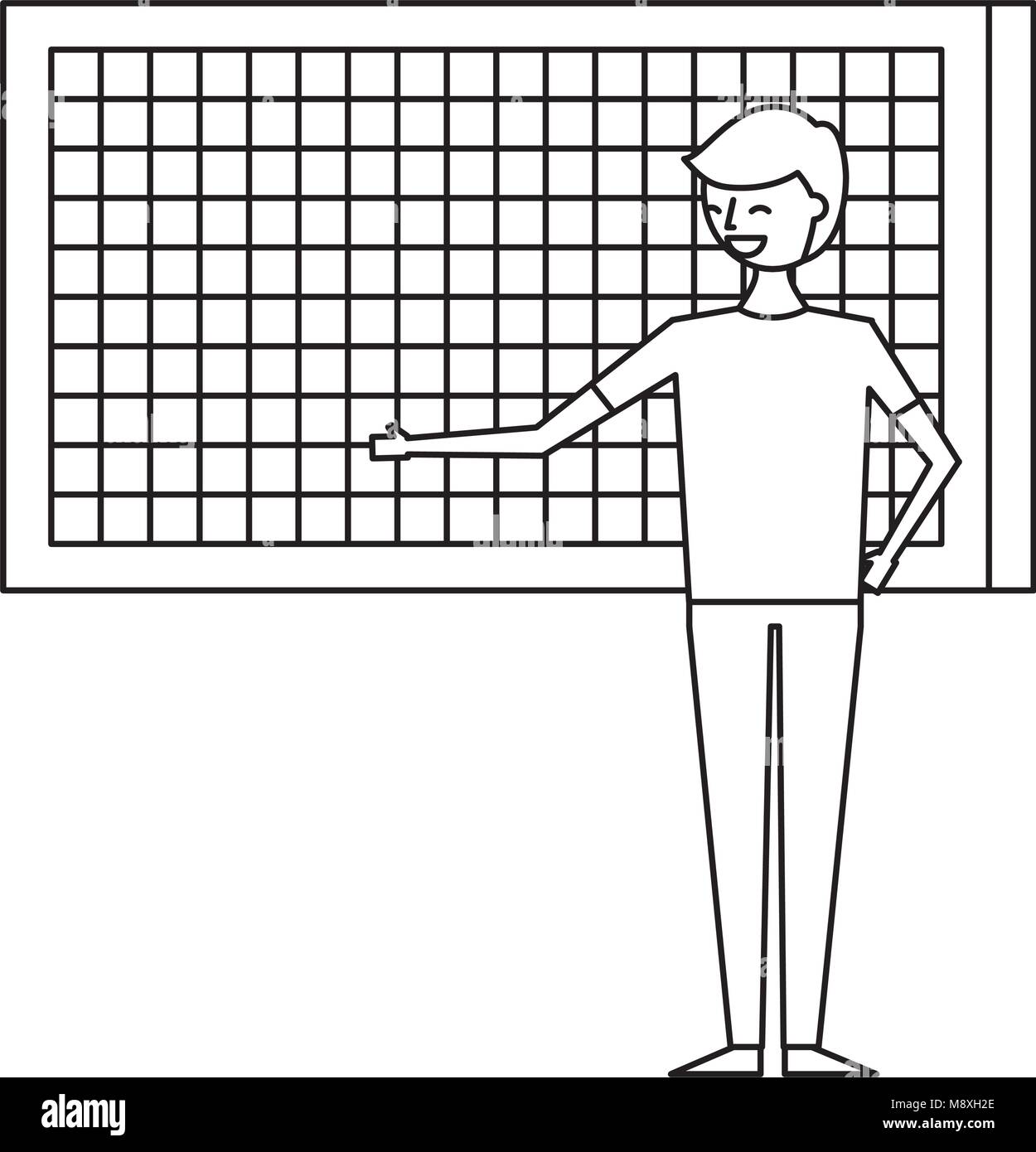 happy cartoon man pointing in board presentation Stock Vector Image ...