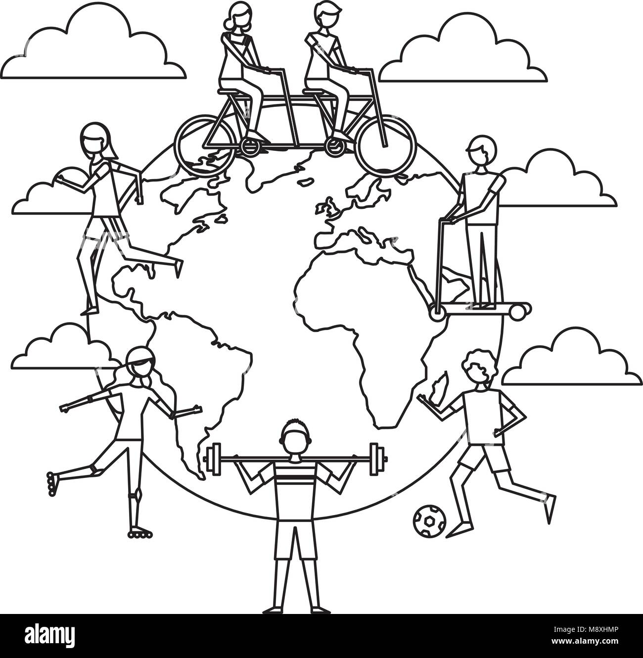 people around the world making exercise sport activity Stock Vector ...