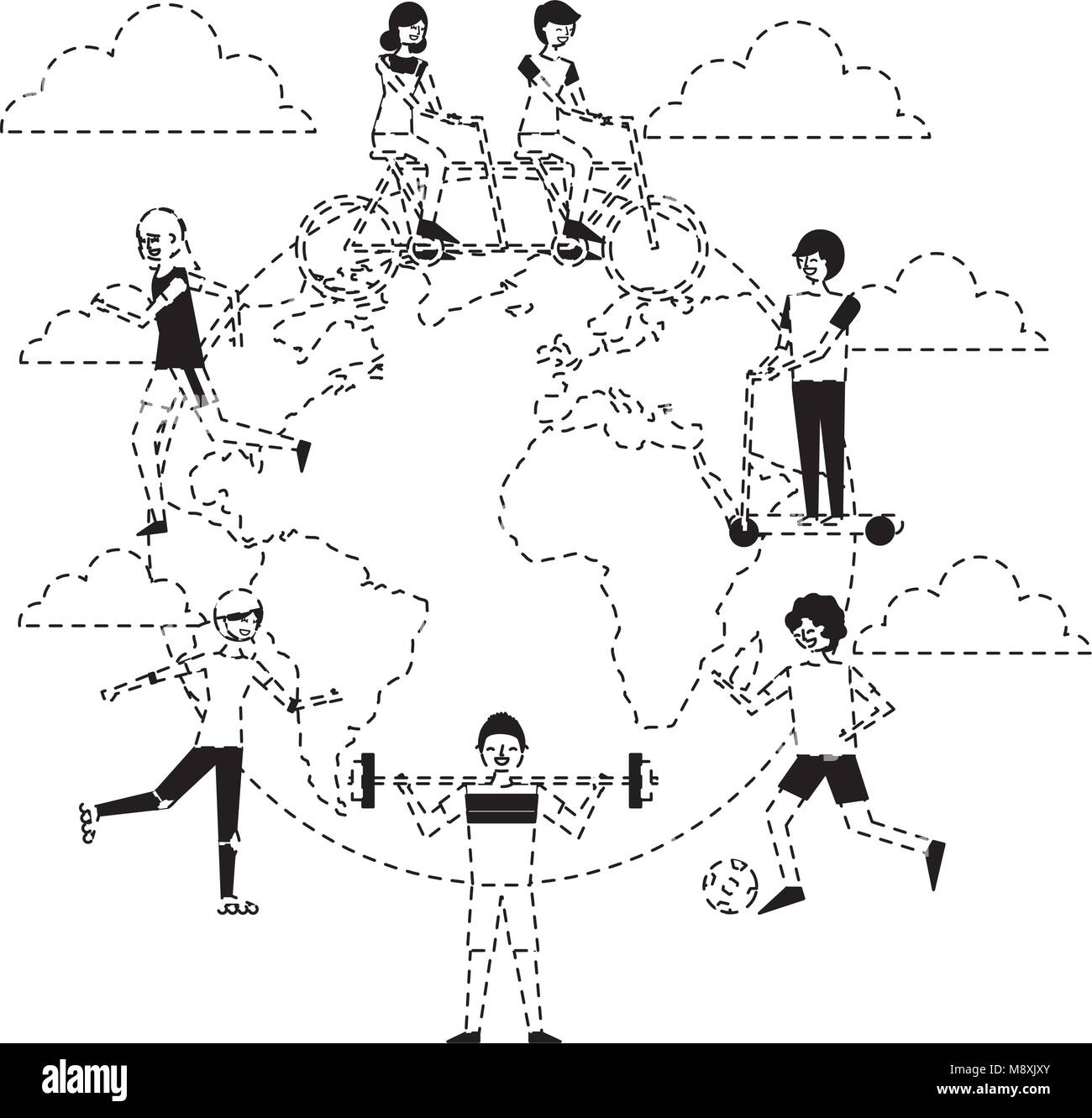 people around the world making exercise sport activity Stock Vector ...
