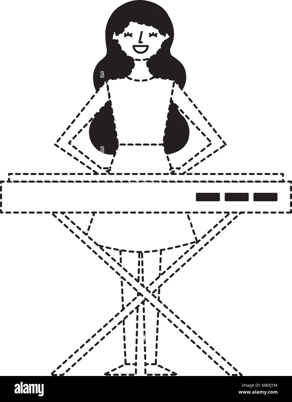 cute cartoon happy woman playing synthesizer Stock Vector Image & Art ...