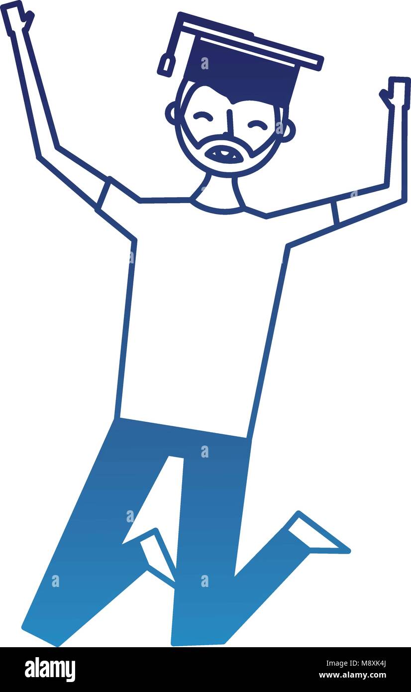 happy jumping student man hat graduate Stock Vector Image & Art - Alamy