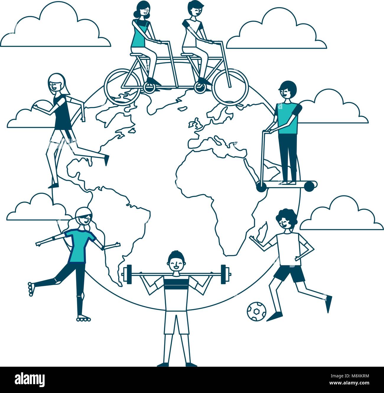 people around the world making exercise sport activity Stock Vector ...
