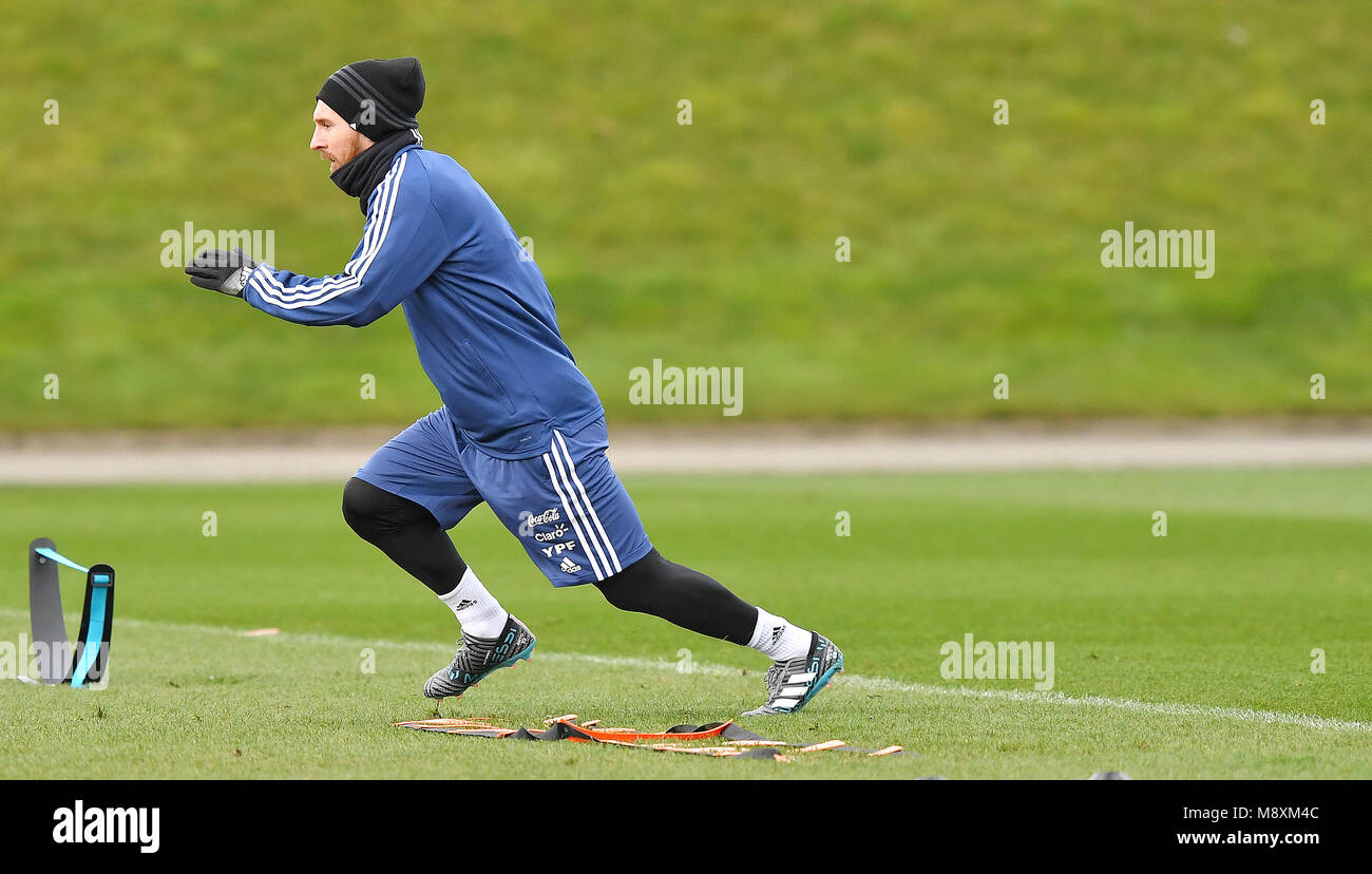 Argentina's Lionel Messi during a training session at the City football ...