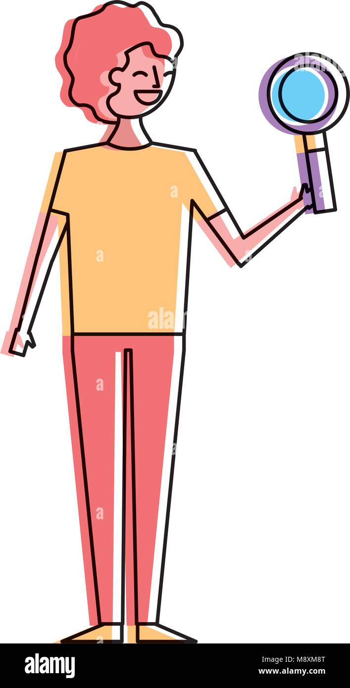 smiling man cartoon holding magnifier glass Stock Vector Image & Art ...