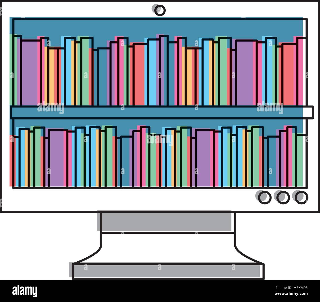 books on monitor screen online library education Stock Vector Image ...