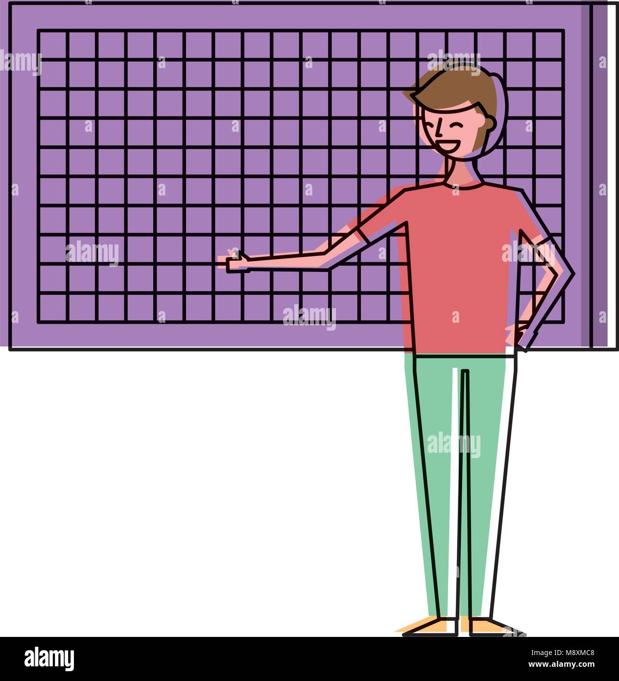 happy cartoon man pointing in board presentation Stock Vector Image ...