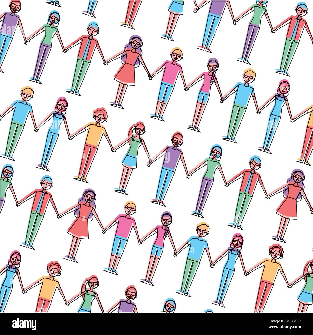 background people happy holding hands Stock Vector Image & Art - Alamy