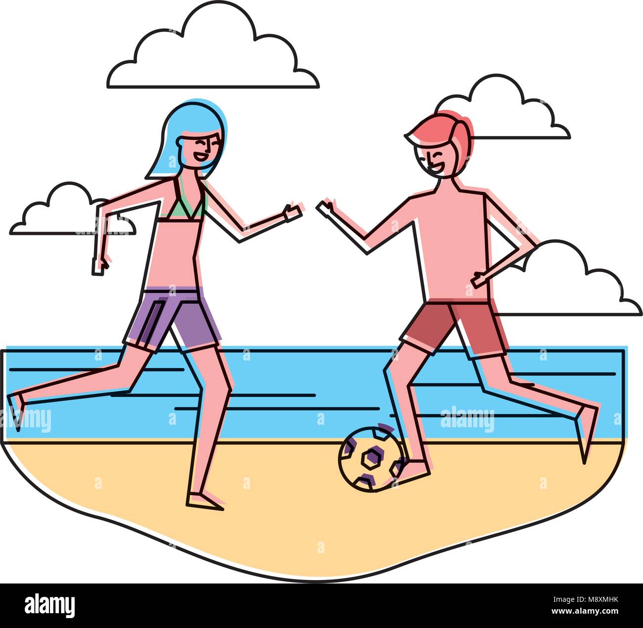 Father boy playing soccer Stock Vector Images - Alamy