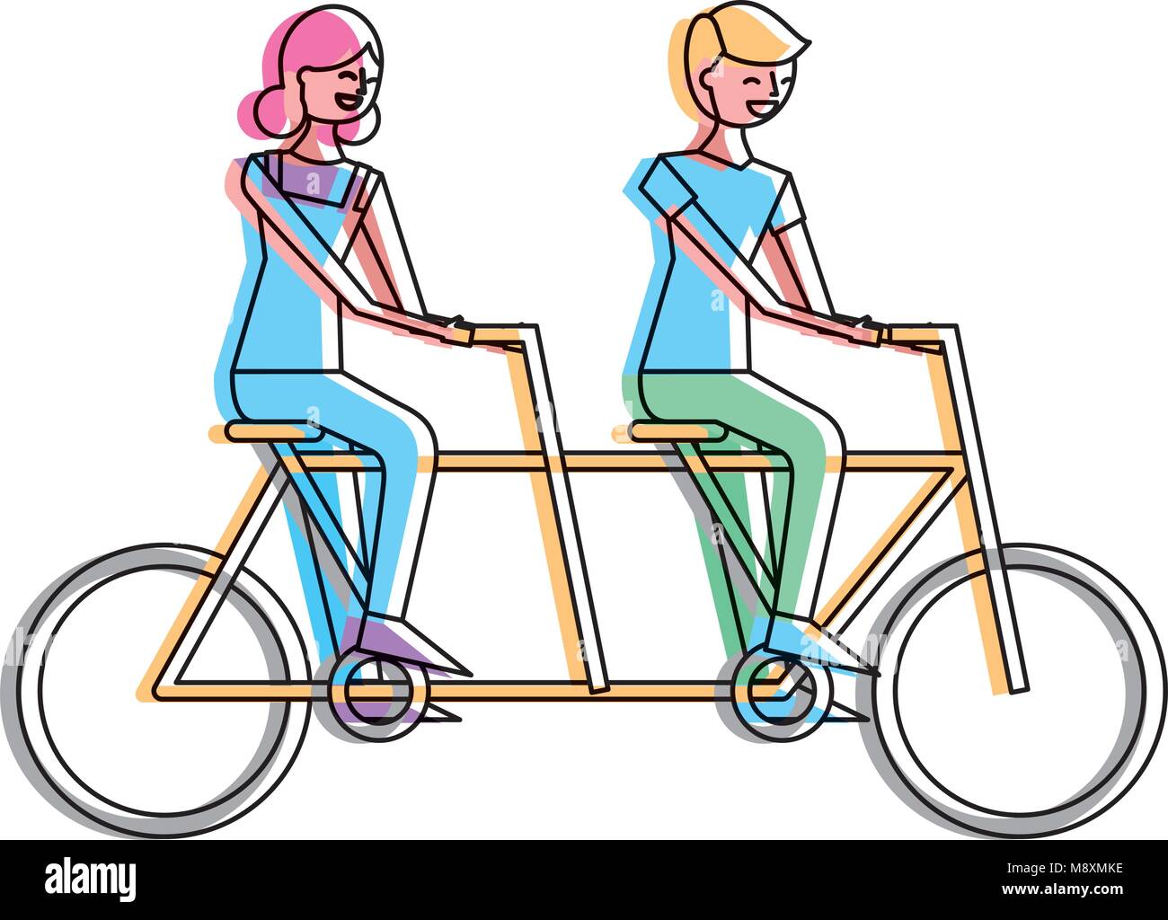 Man girl riding tandem bicycle Stock Vector Images - Alamy