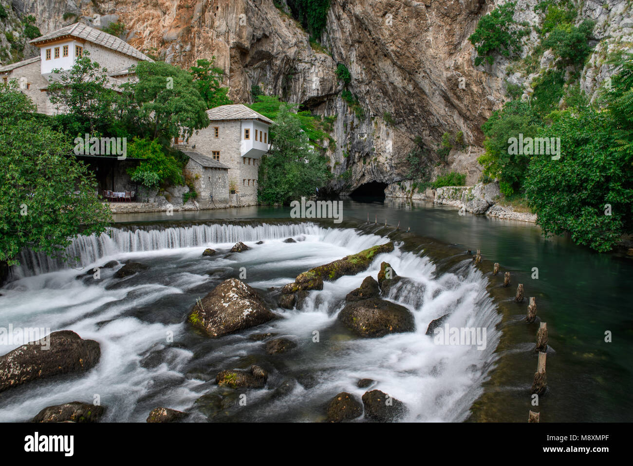 View of Blagaj and its waterfalls Stock Photo - Alamy