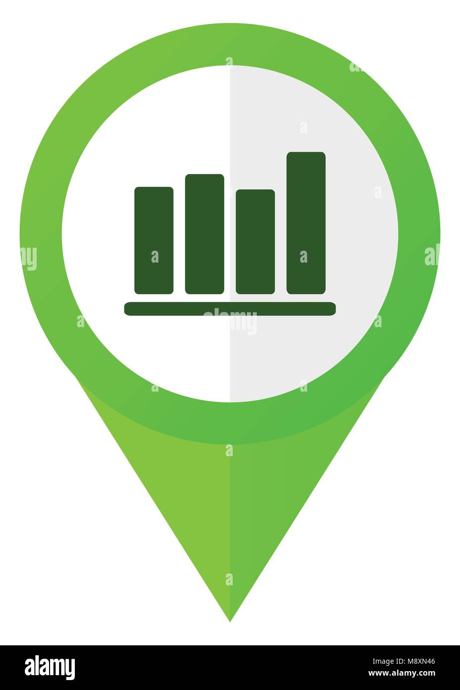 Bar chart green pointer vector icon in eps 10 isolated on white ...