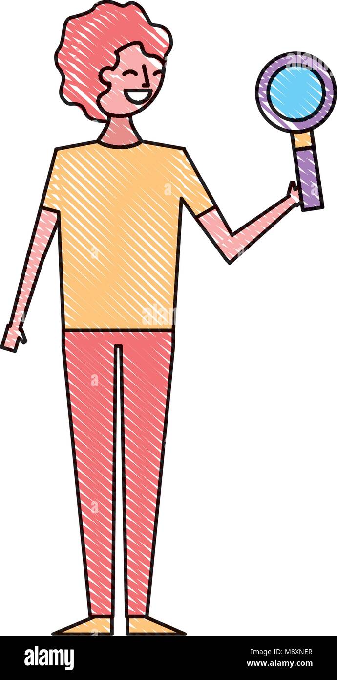 smiling man cartoon holding magnifier glass Stock Vector Image & Art ...