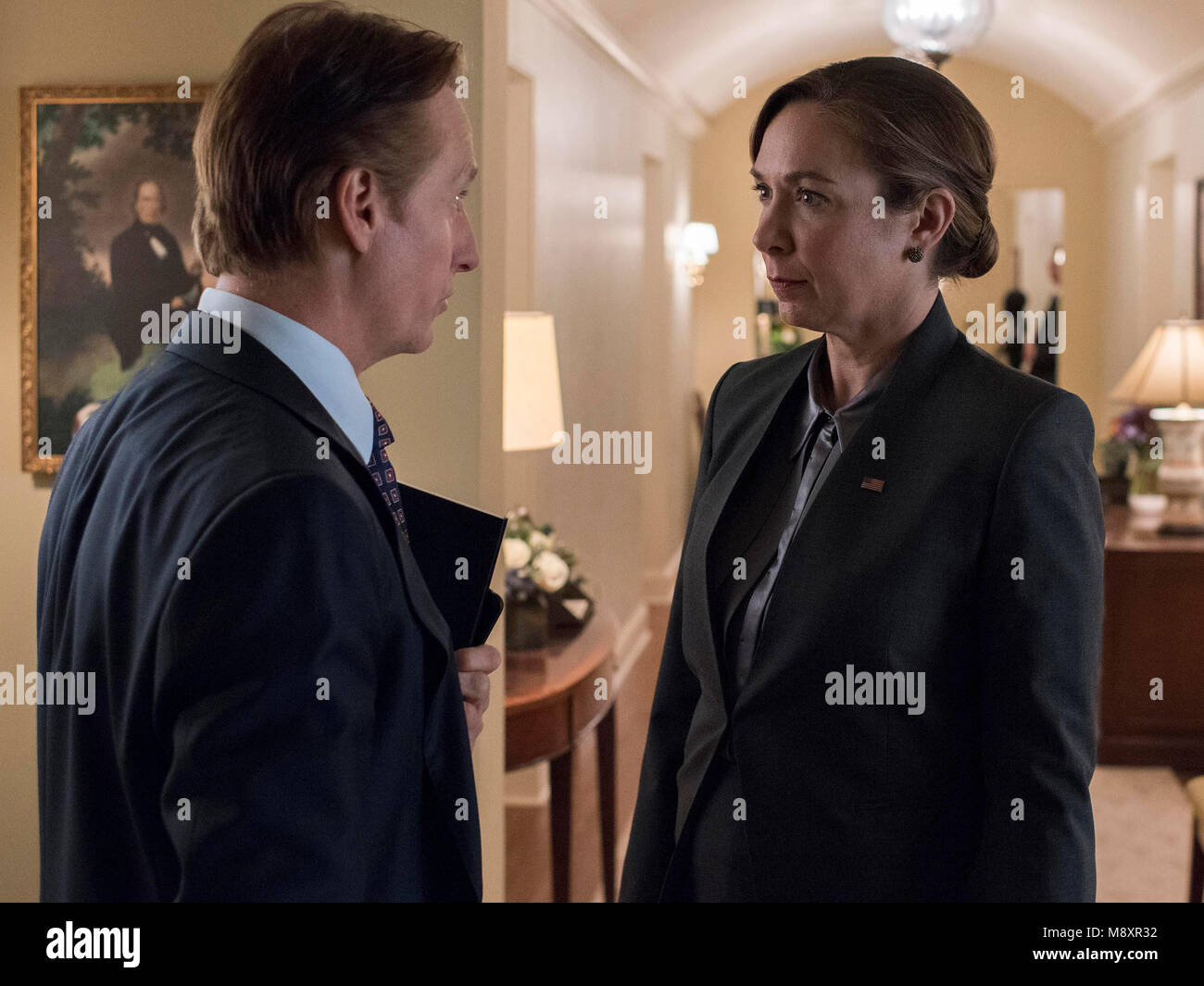 HOMELAND, from left: Linus Roache, Elizabeth Marvel, 'Standoff ...