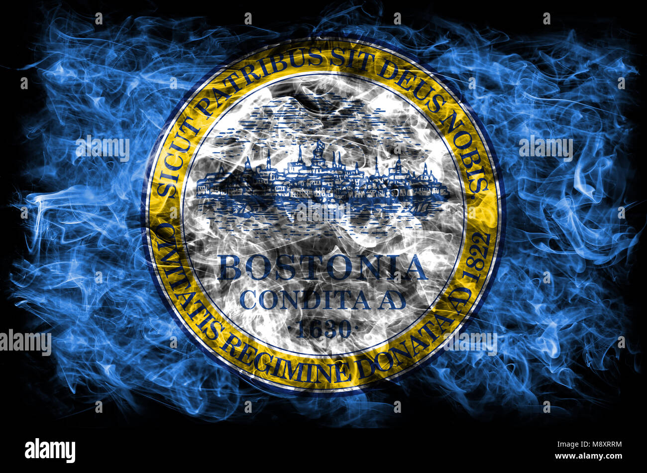 Boston city smoke flag, Massachusetts State, United States Of America ...