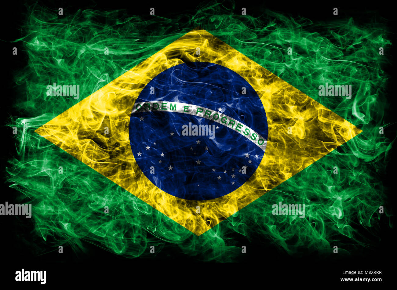 Brazil smoke flag Stock Photo - Alamy