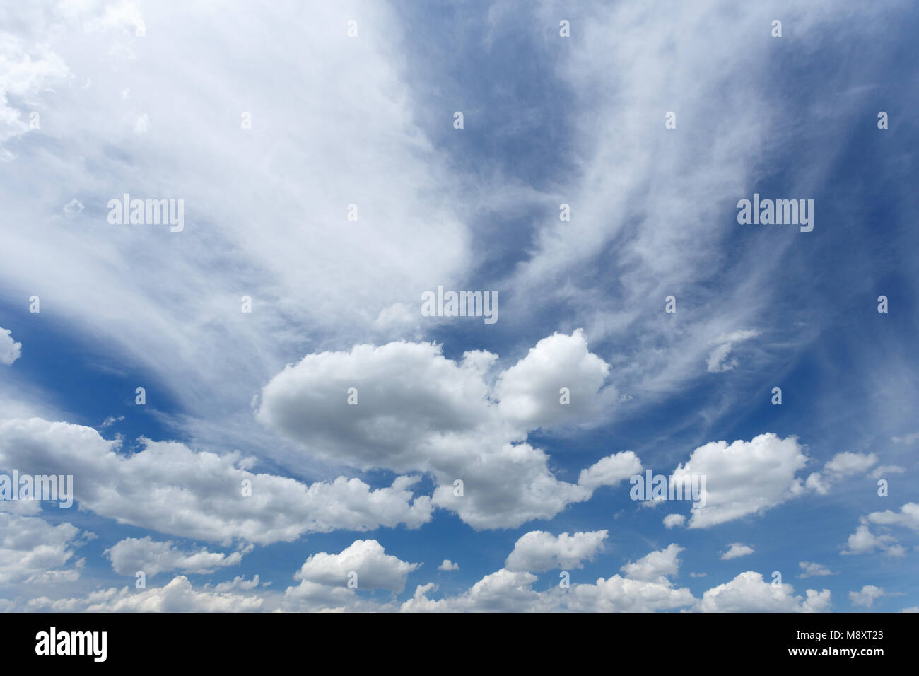 White windy clouds in the blue sky, day Stock Photo - Alamy