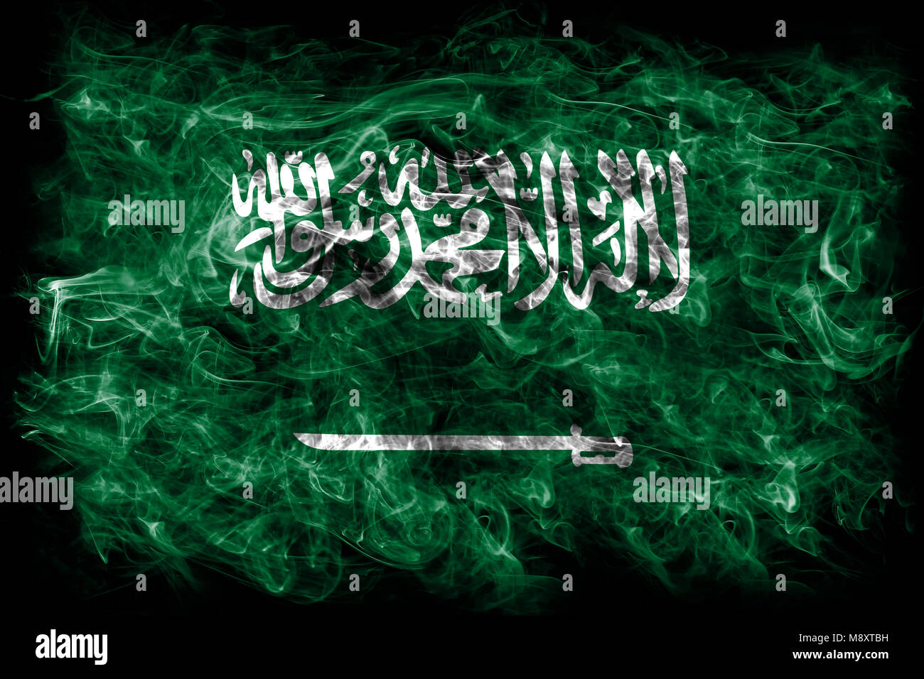 Saudi Arabia smoke flag Stock Photo - Alamy