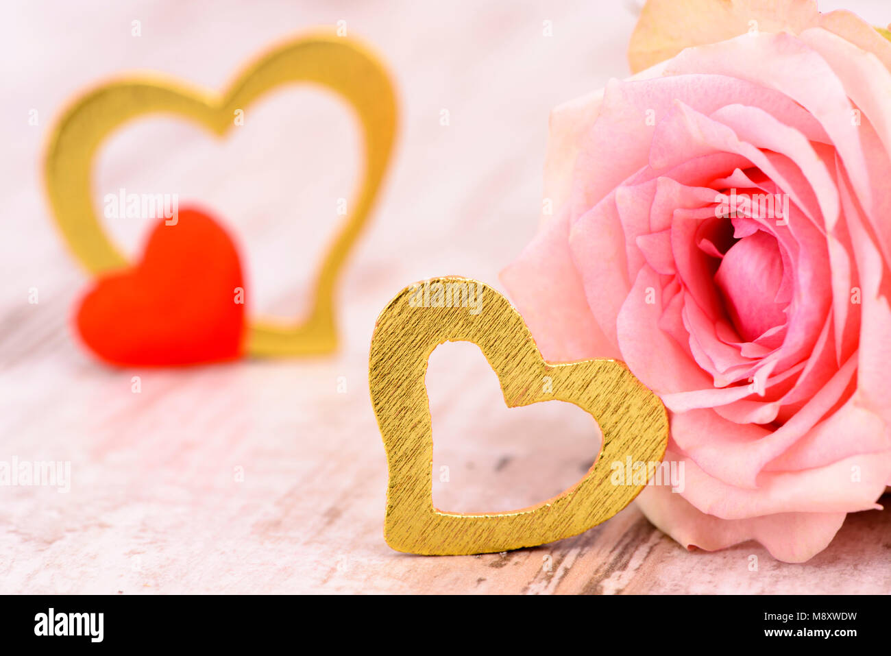 rose flower with heart as symbol for love Stock Photo - Alamy