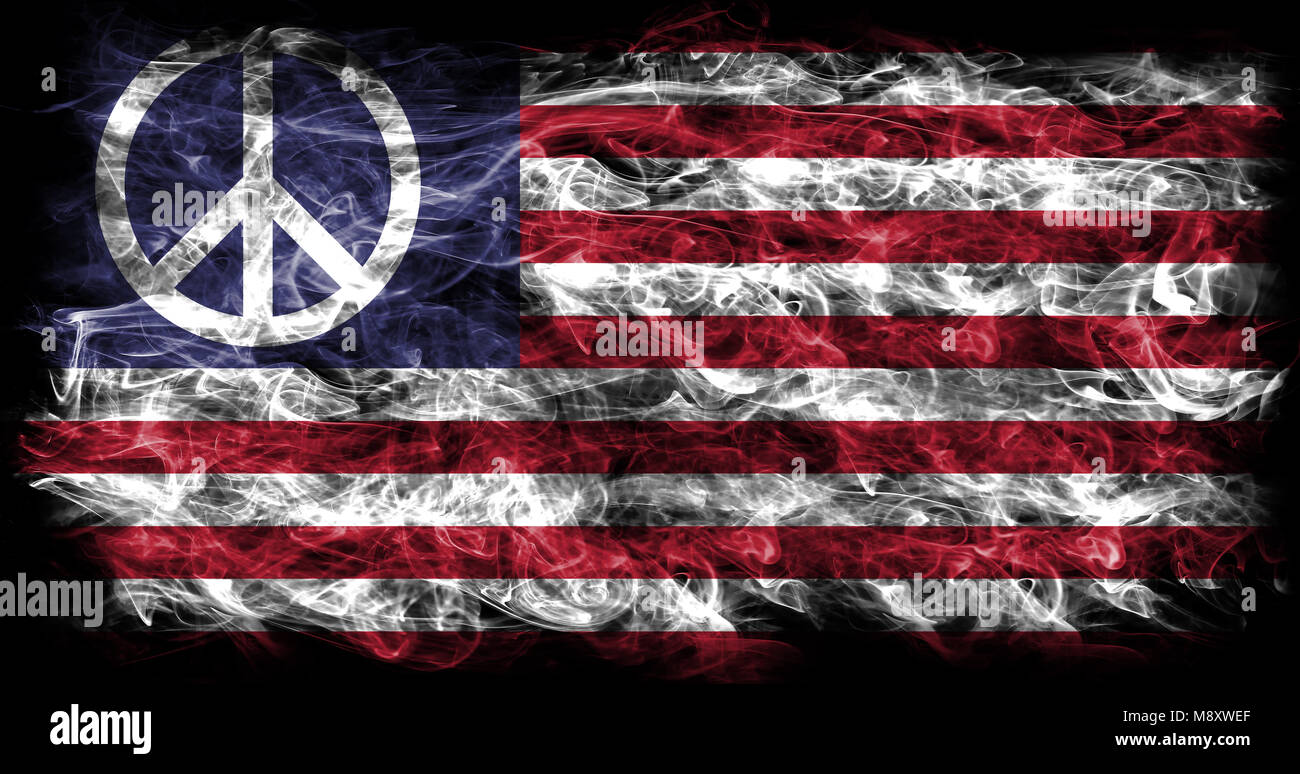 US Peace symbol smoke flag Stock Photo - Alamy