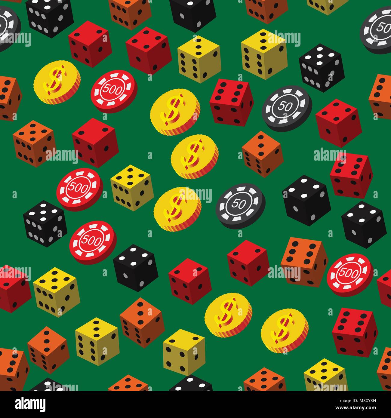 Dice coins poker chips Stock Vector Images - Alamy