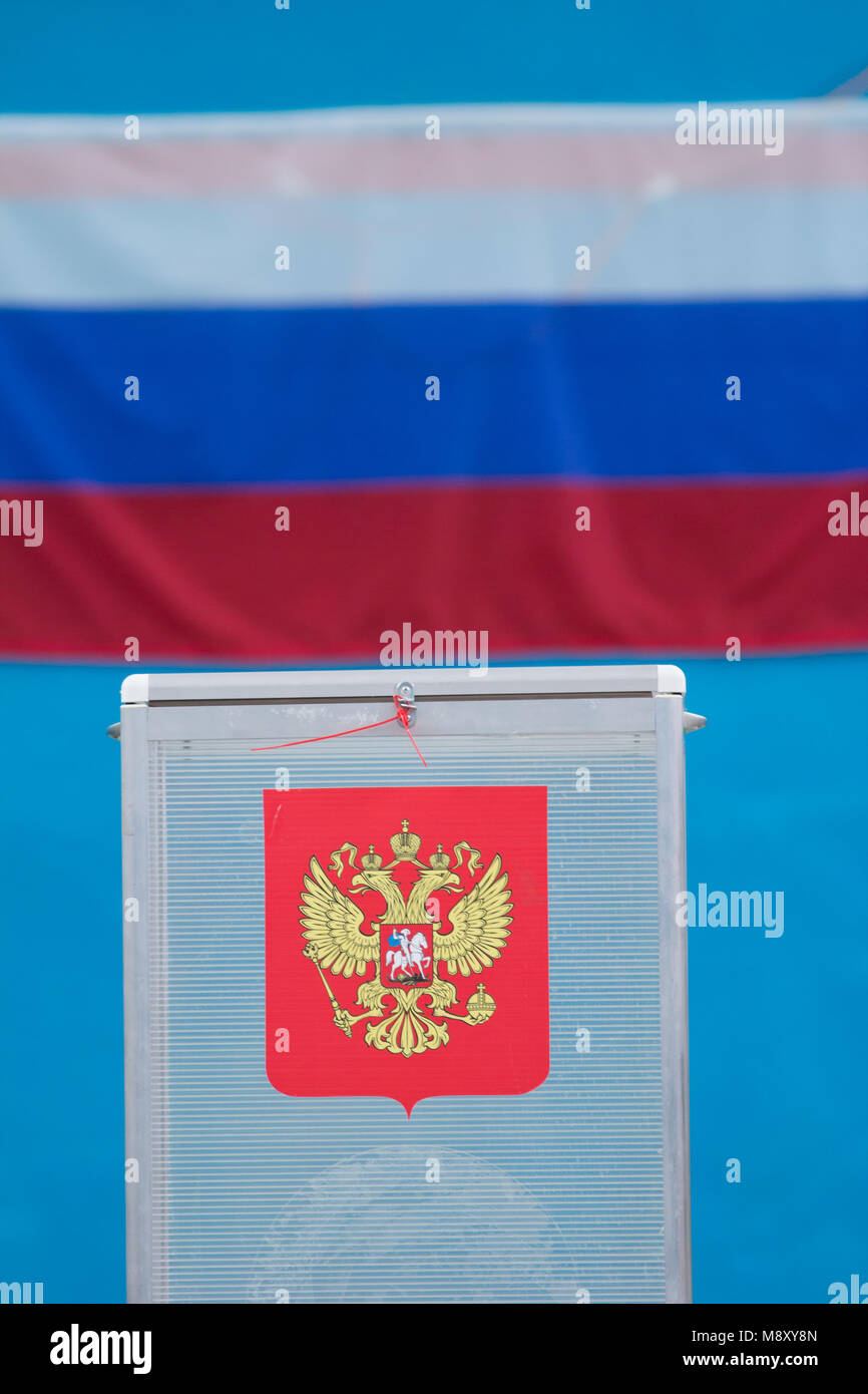 Presidential election - voting box with ballot papers in front of ...
