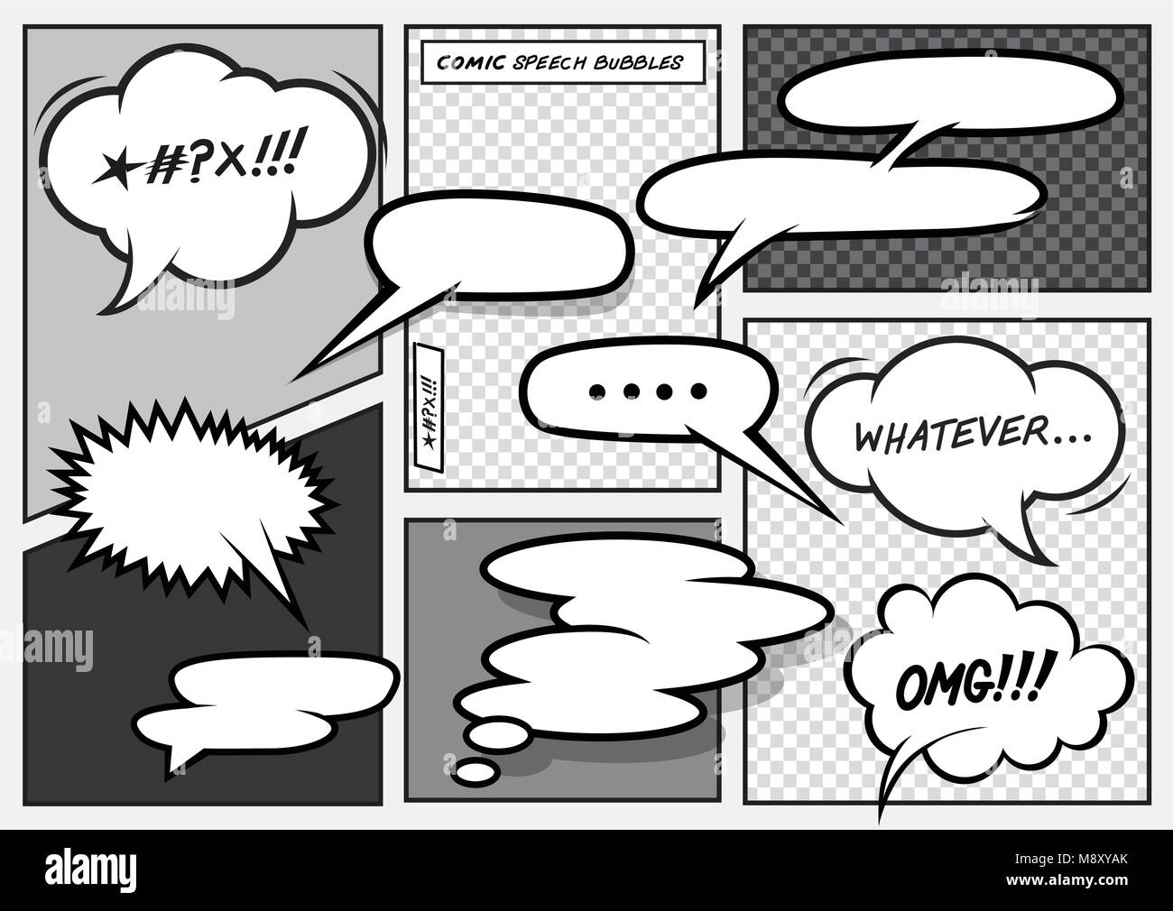 A set of various vector cartoon comic speech bubbles Stock Vector Image ...