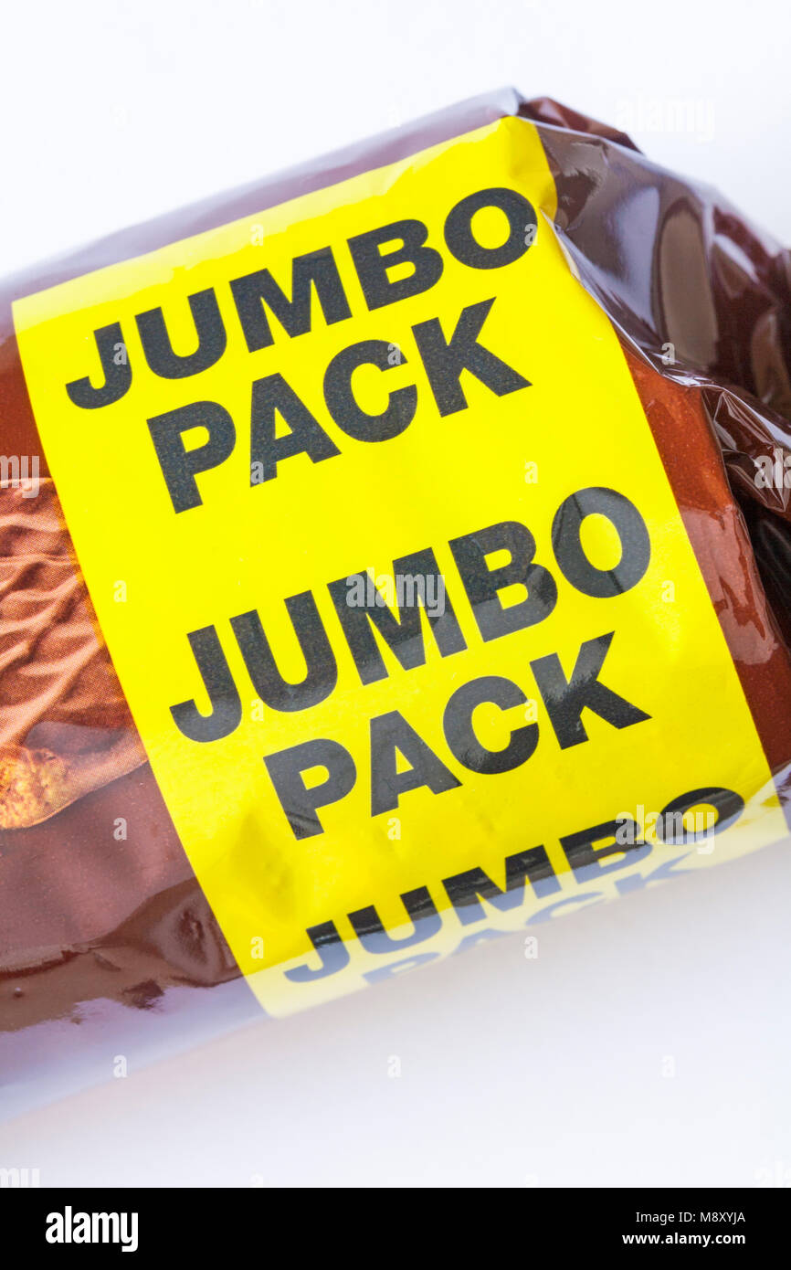 Jumbo pack - detail on packet of McVities milk chocolate Digestives ...