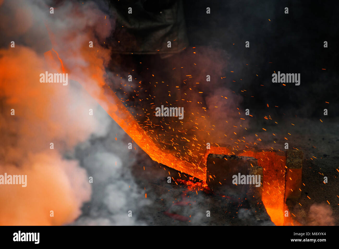 Classic technology of bell producing with melting steel to the ground ...