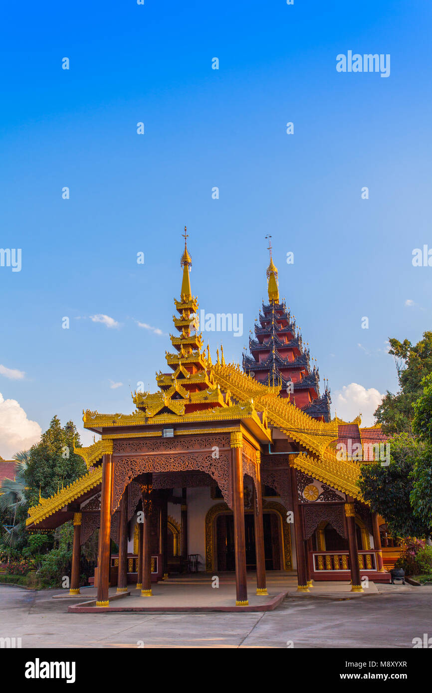 Tachileik golden Shwedagon Pagoda on hilltop of Tachileik Myanmar Stock ...