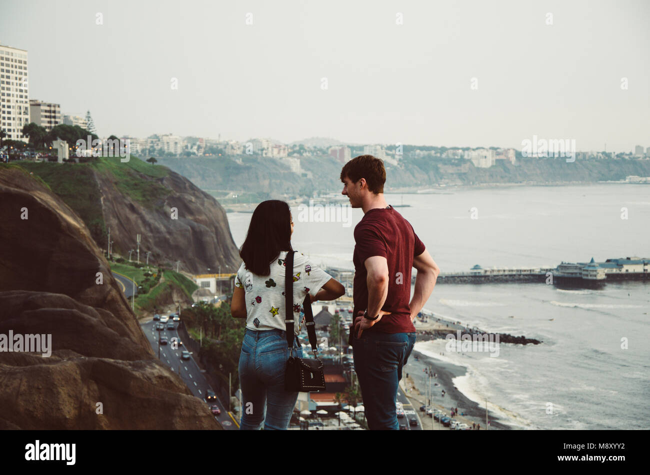 Couple kissing on background sea hi-res stock photography and images ...