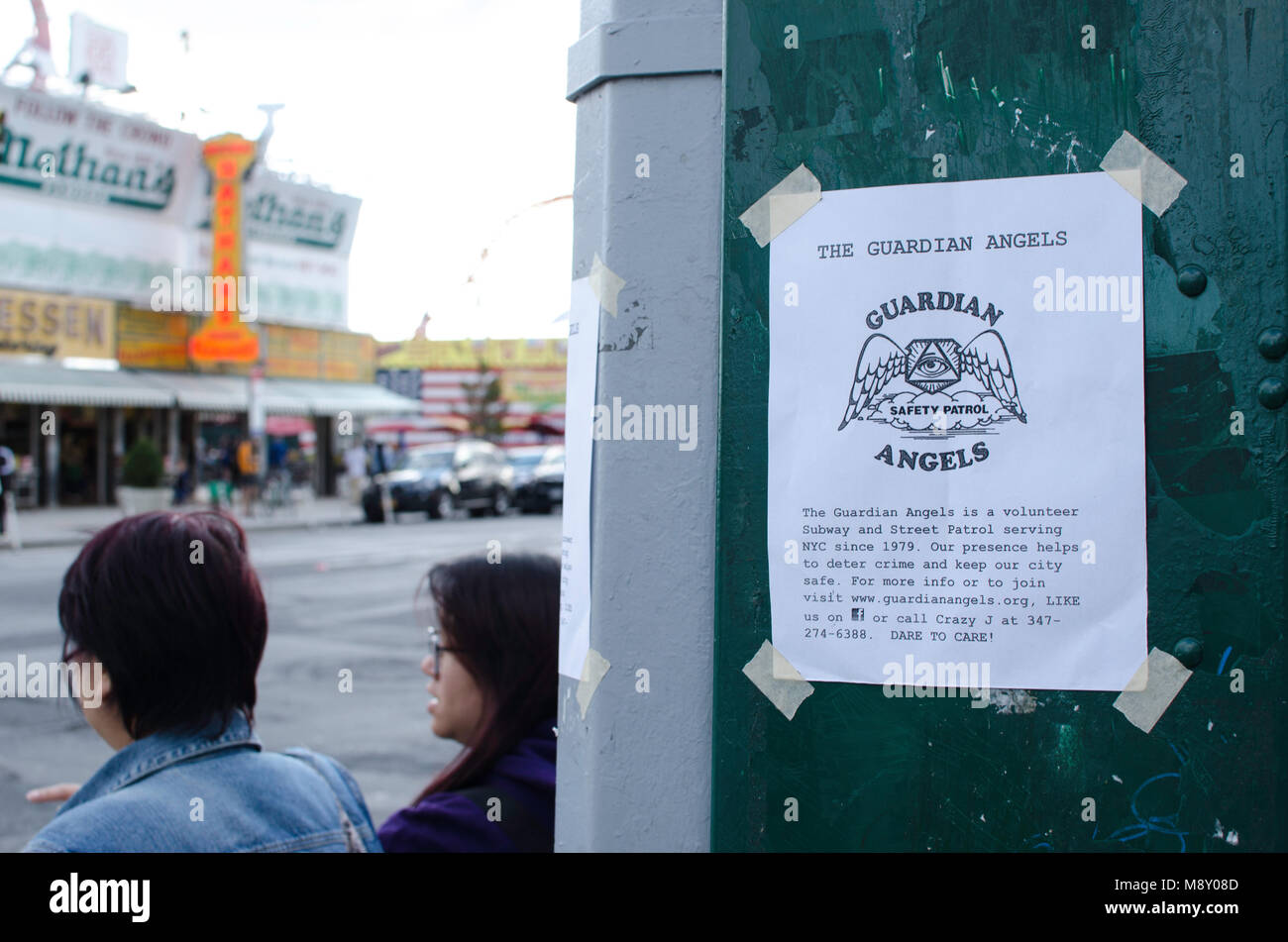 Guardian Angels flyer, Coney Island Stock Photo - Alamy