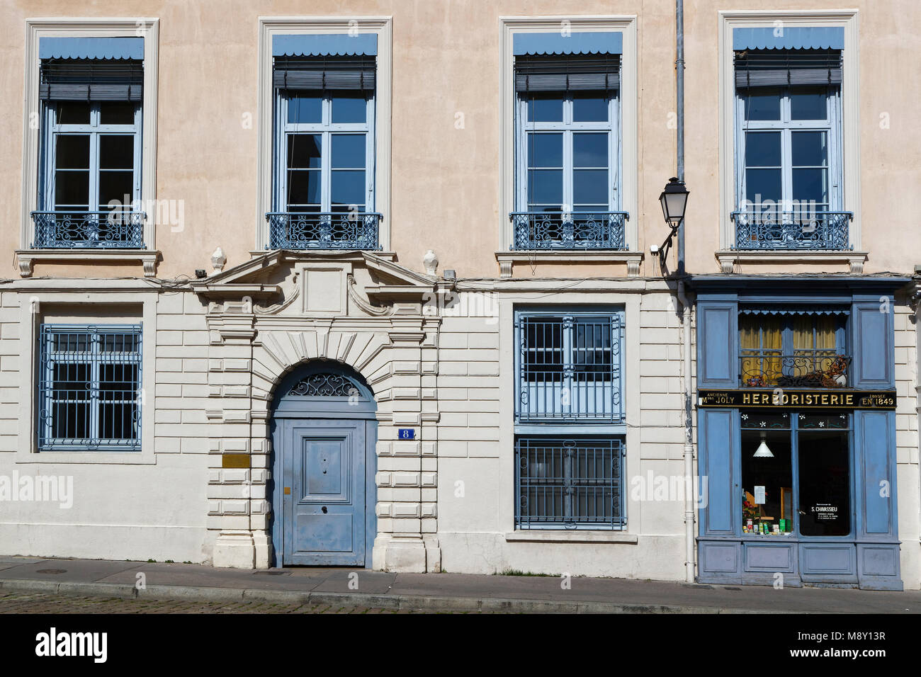 LYON, FRANCE, March 19, 2018 : Old houses of Place Saint-Jean in Lyon ...