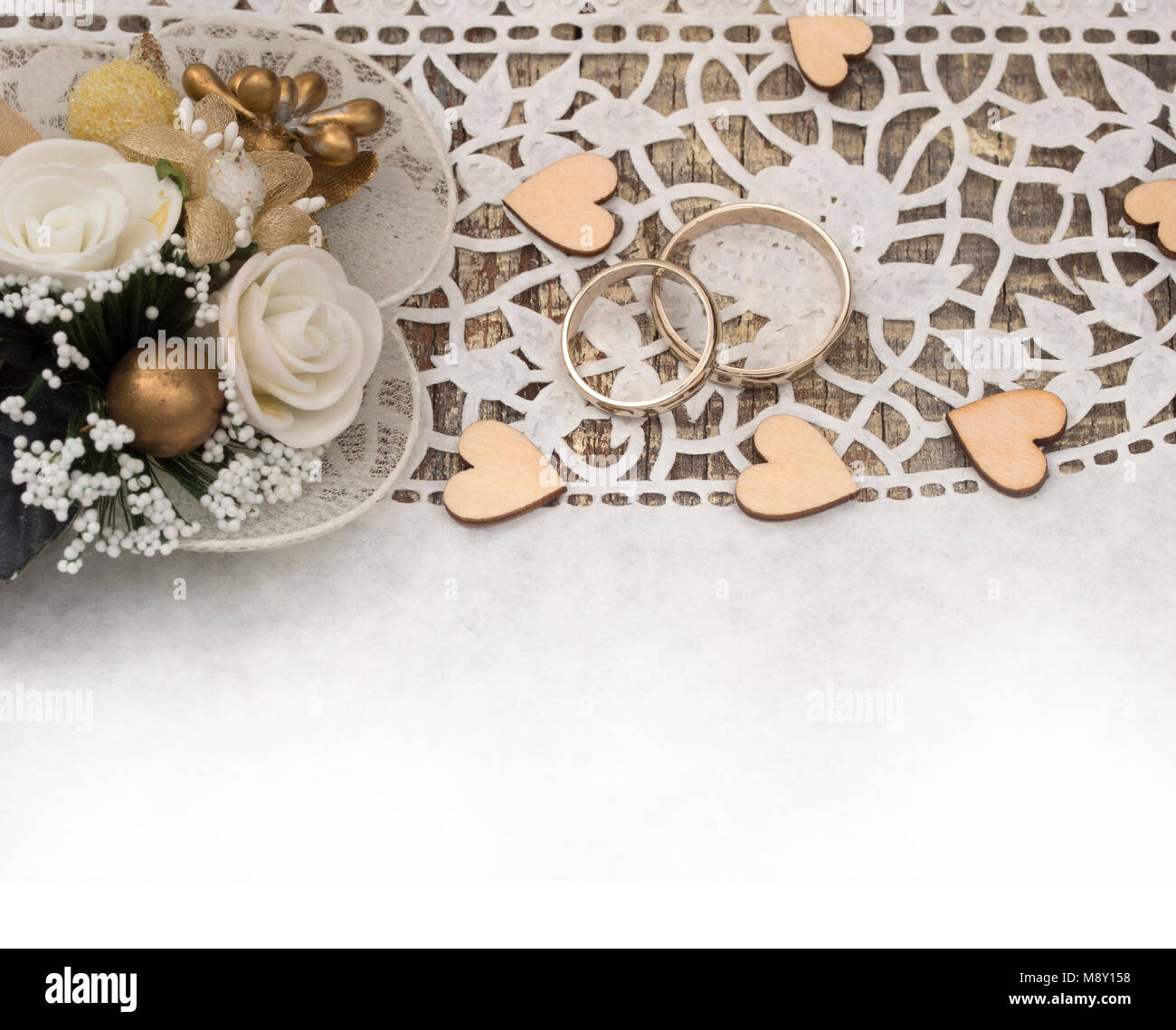 wedding rings in the decorative arrangement Stock Photo - Alamy