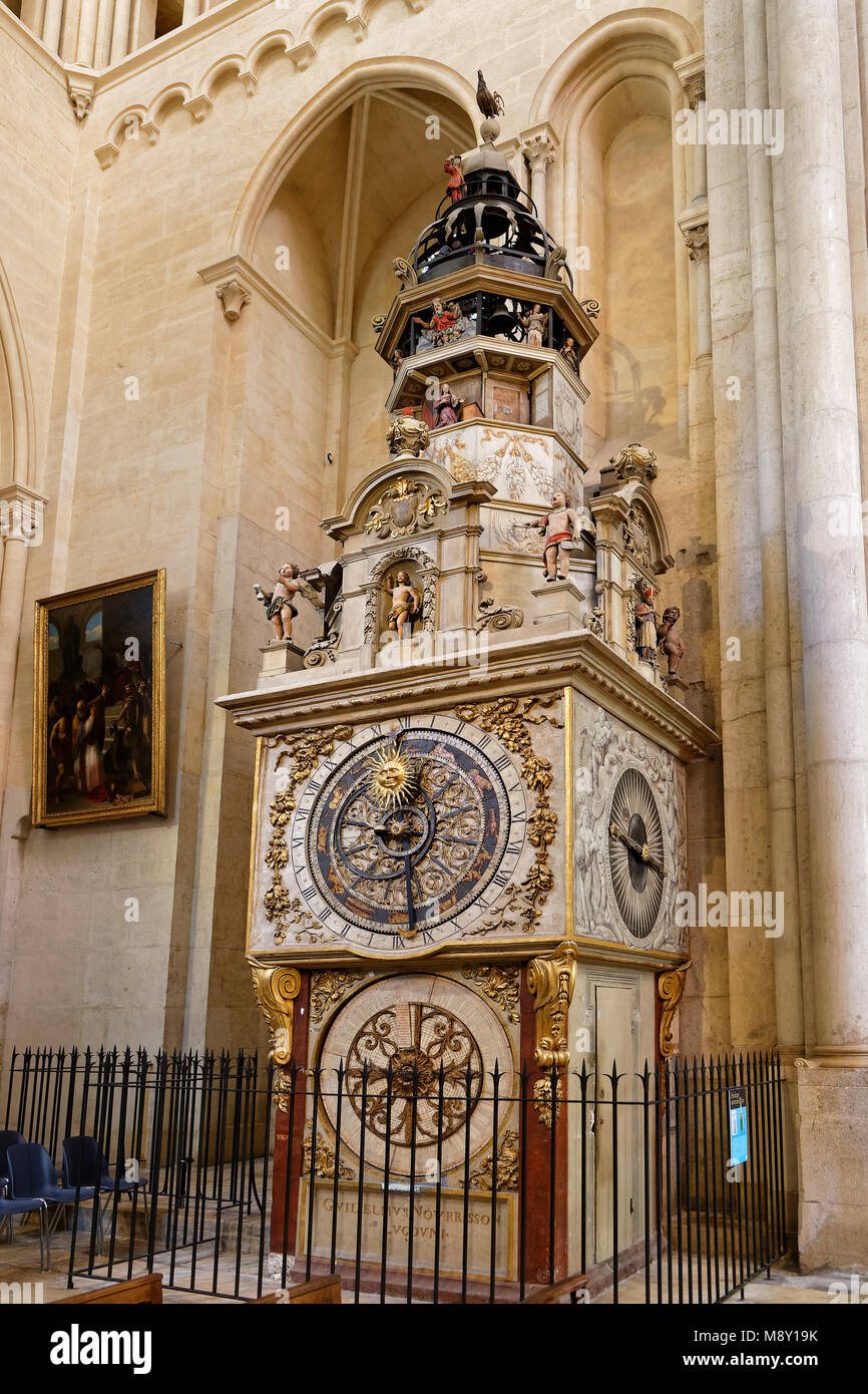 LYON, FRANCE, March 11, 2018 : Lyon astronomical clock. Built in 1379 ...